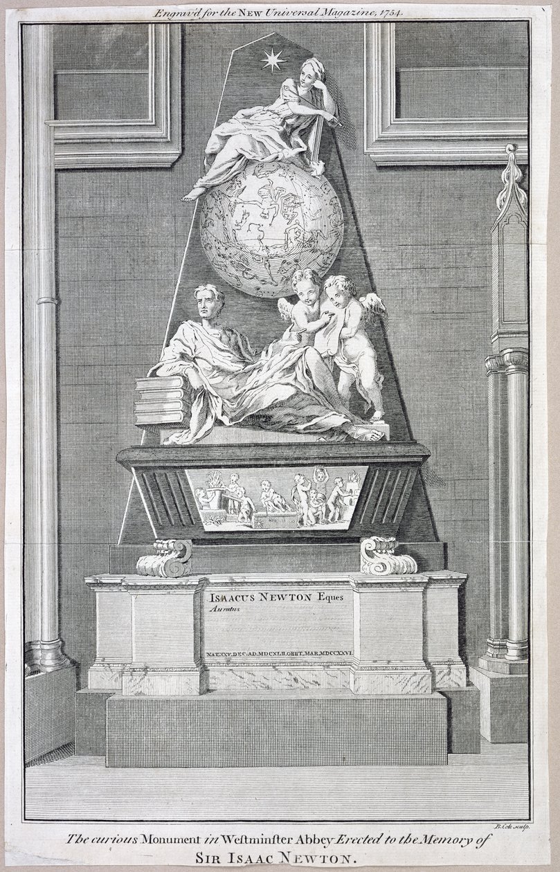 The Curious Monument in Westminster Abbey Erected to the Memory of Sir Isaac Newton, 1754